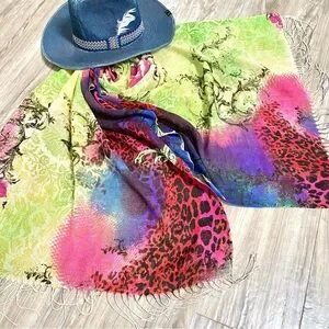 Accessories | Gauzy Wool Animal Print Multicoloured Scarfbody Wrap W ...
